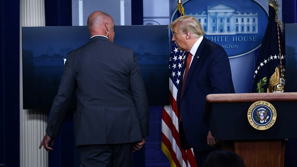Watch Trump Briefing Interrupted by Shooting Near White House - Bloomberg