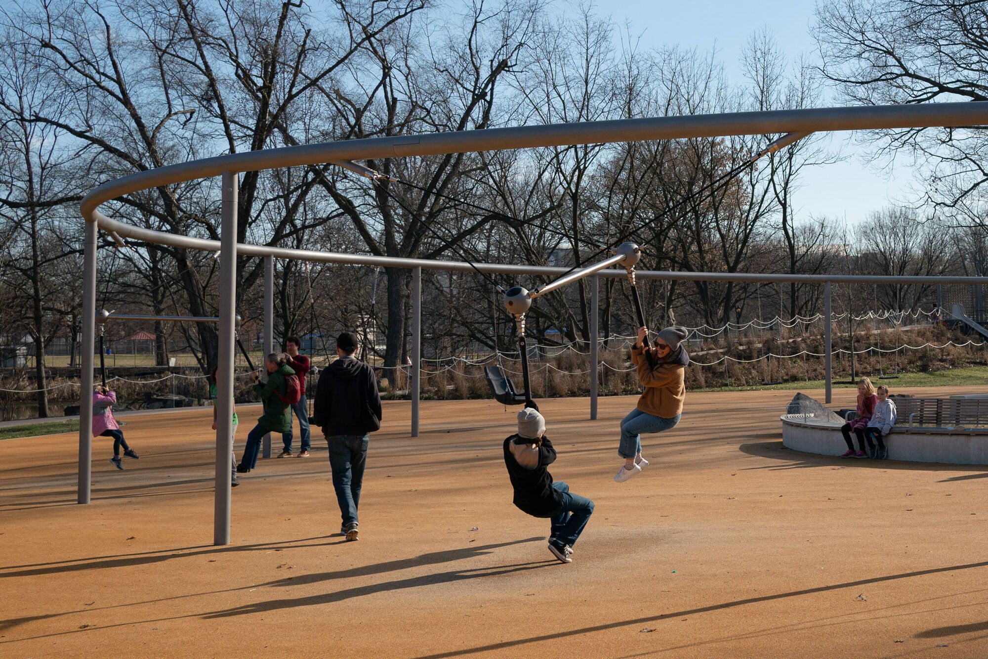 Philadelphia Playground Attracts Teens, Adults, with Largest US Swing Set