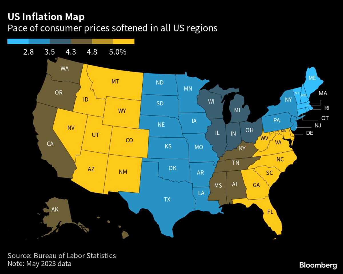 US Inflation Rate Drops to Just 2.4% in New England: Map - Bloomberg