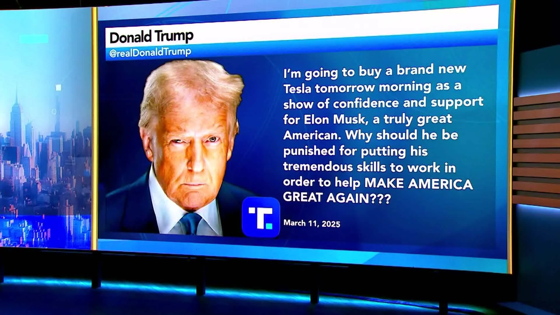 Watch President Trump Says He's Going to Buy a Tesla (tsla) to support ...