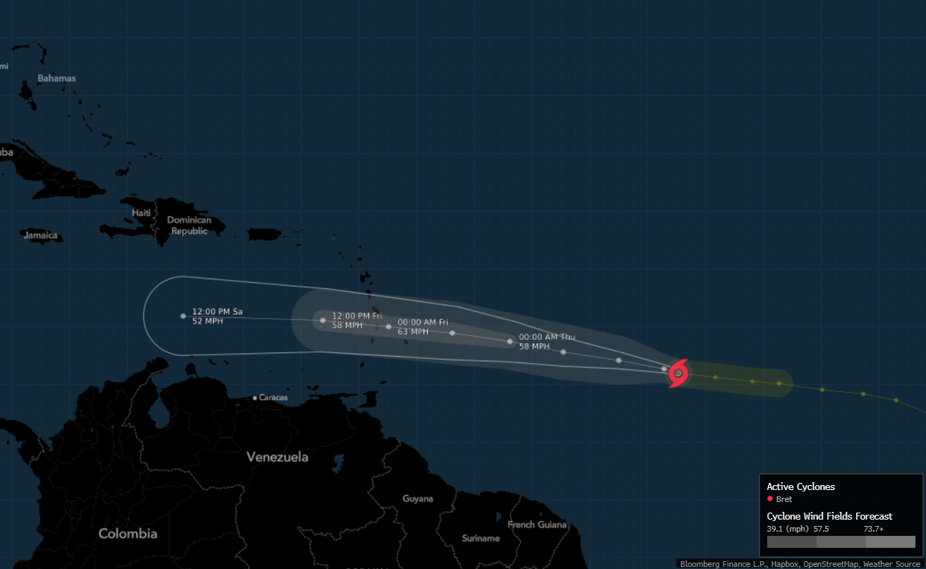 Amenaza por tormenta tropical Bret crece en el Atlántico - Bloomberg