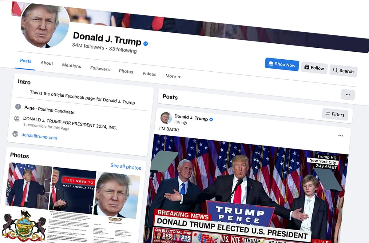 Trump Posts on Facebook for First Time Since Ban in 2021 - Bloomberg