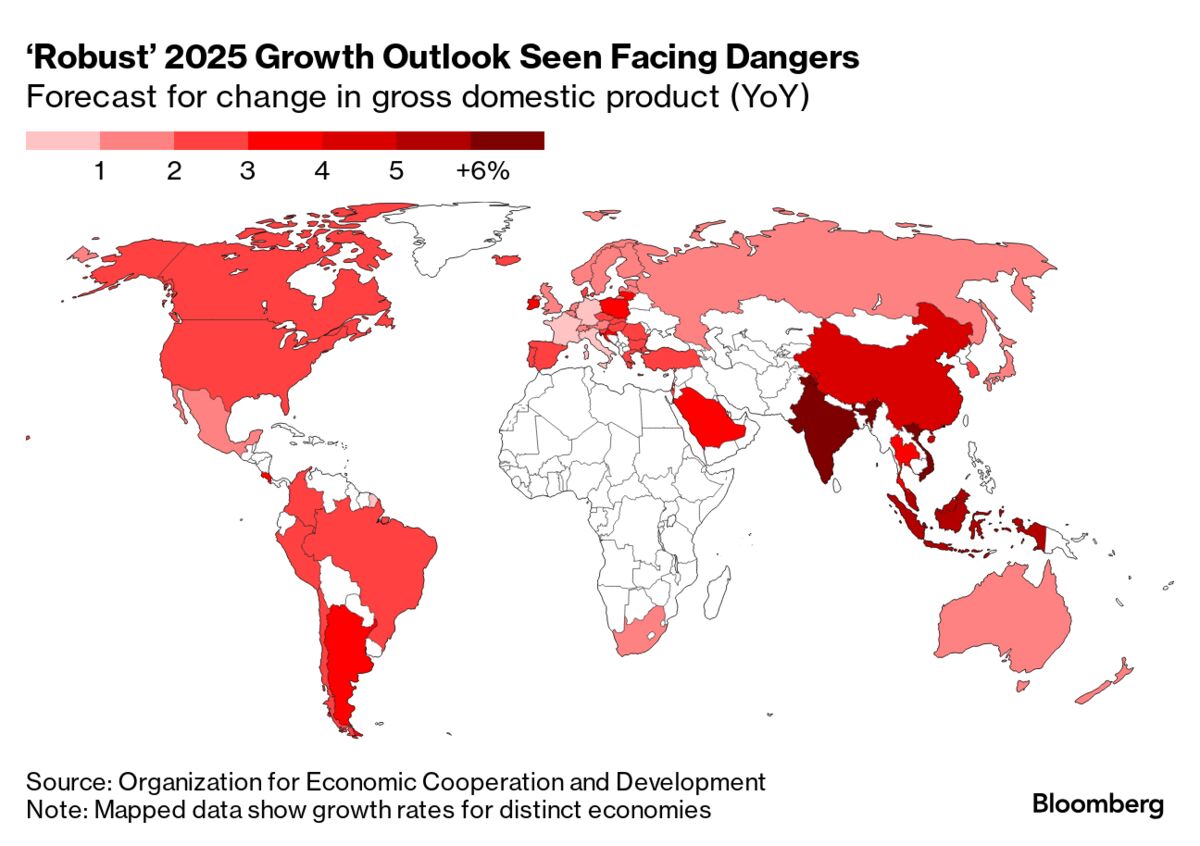 OCDE advierte que mundo enfrenta peligros como comercio y deuda - Bloomberg