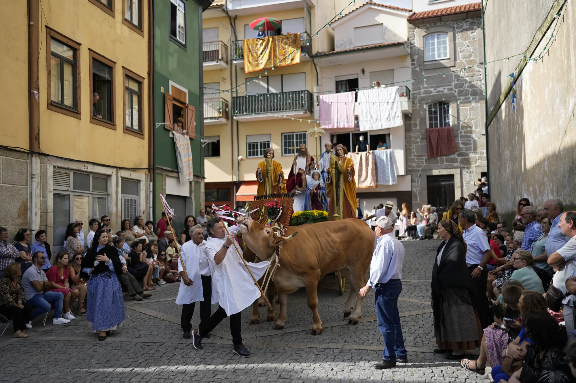 Ox-pulled floats with sacred images of Mary draw thousands to Portugal ...
