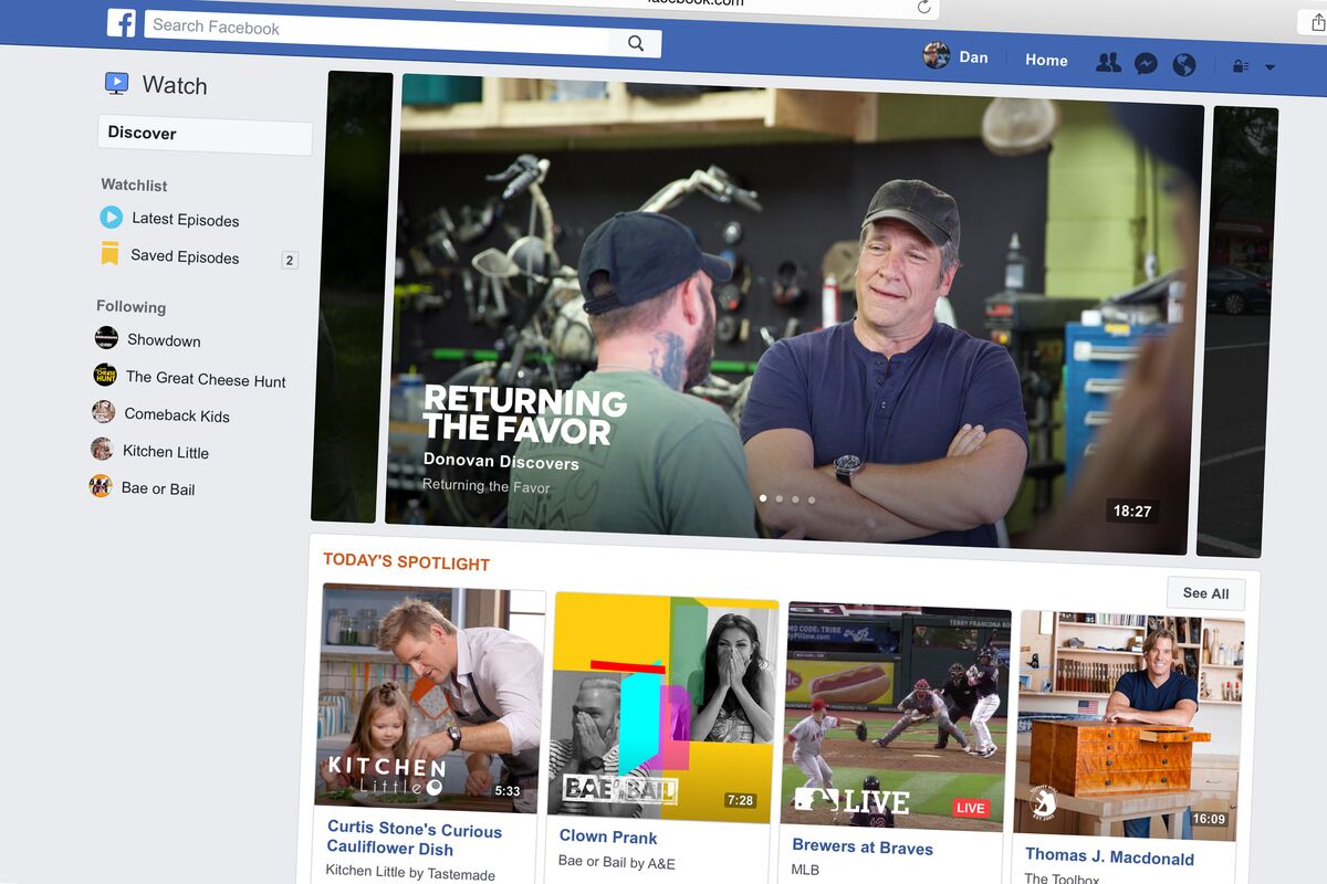 Facebook Introduces `Watch' Video Product for Short Series - Bloomberg