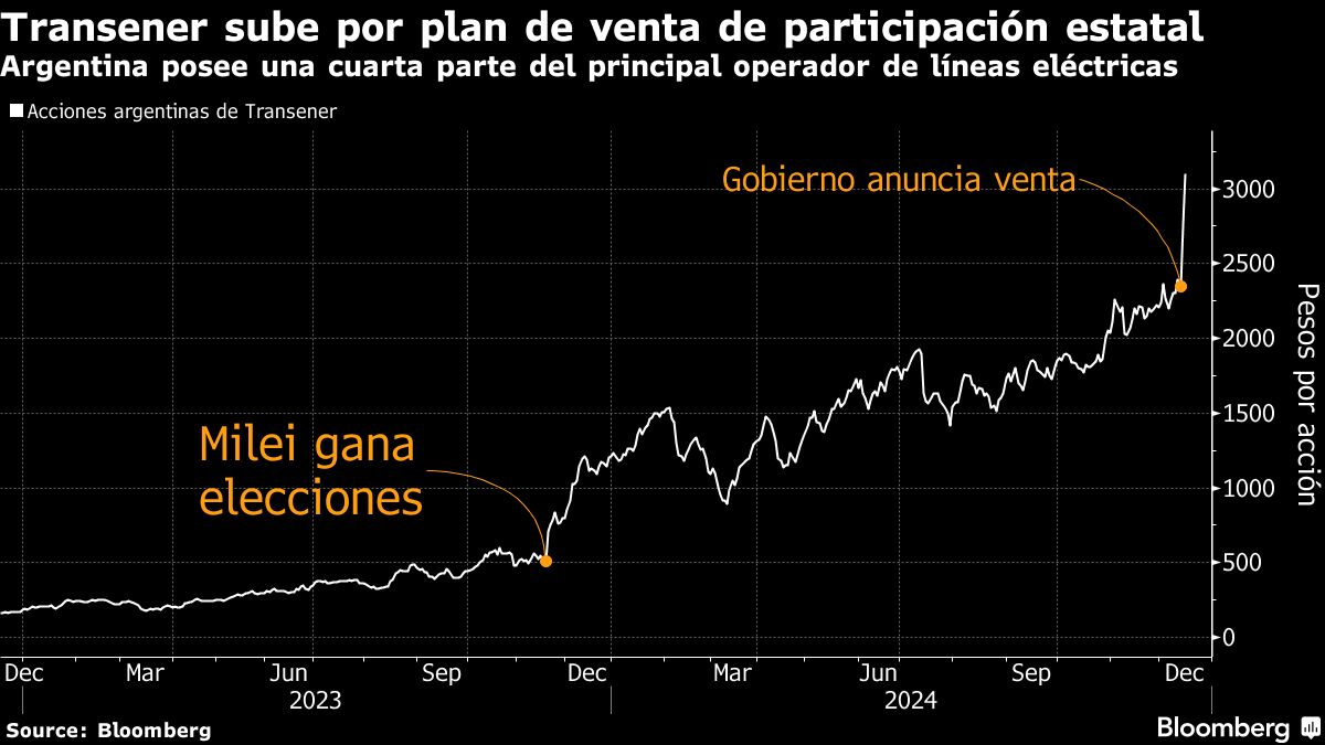 Transener se dispara por plan de privatización de Milei: Gráfico ...