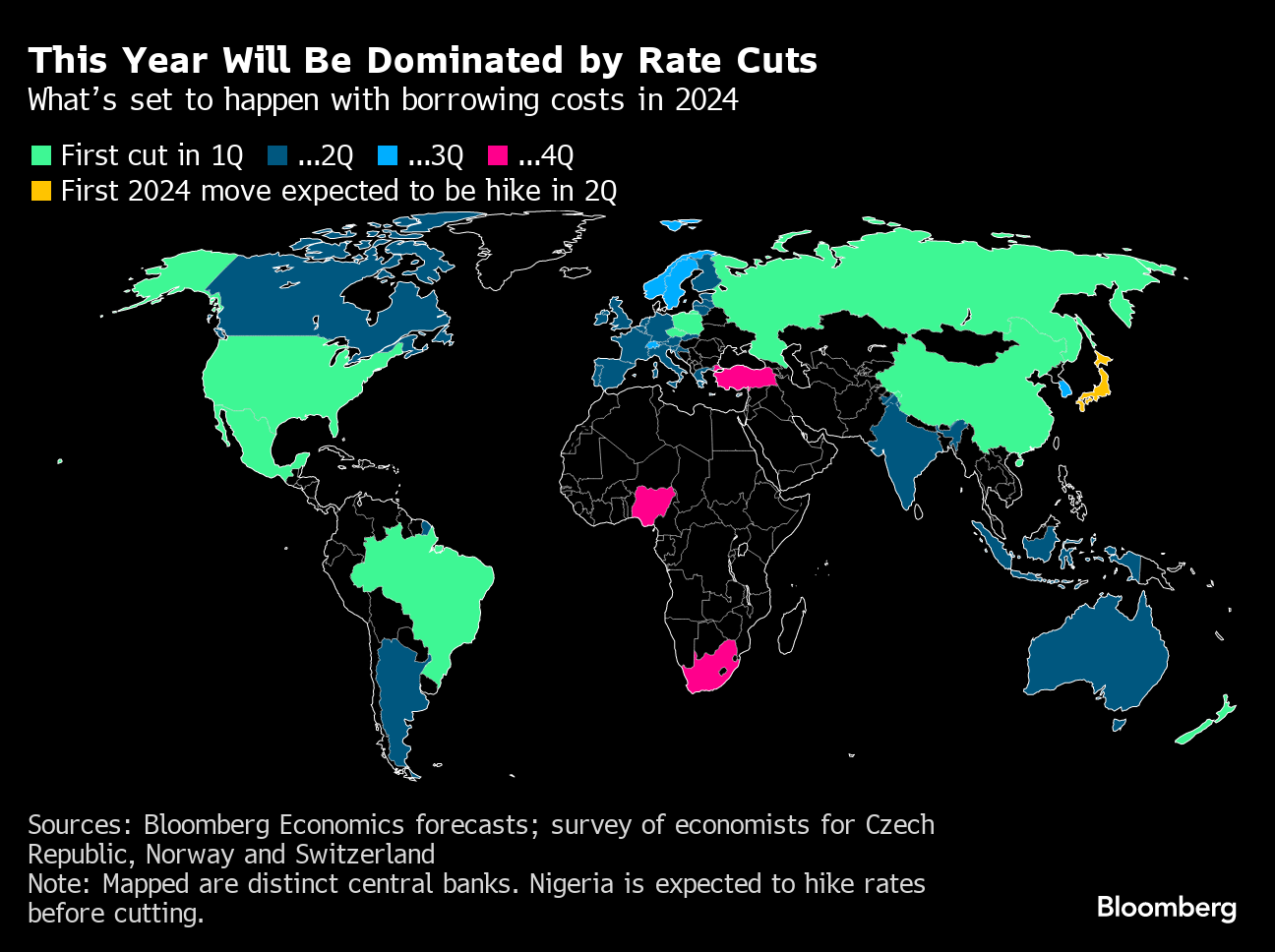 2024年は利下げの年、FRBがけん引役－日銀はついに引き締めか - Bloomberg