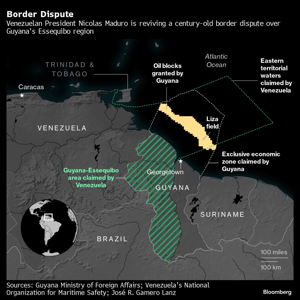 Venezuela Stirs Nationalism in Dispute With Guyana Over Oil - Bloomberg