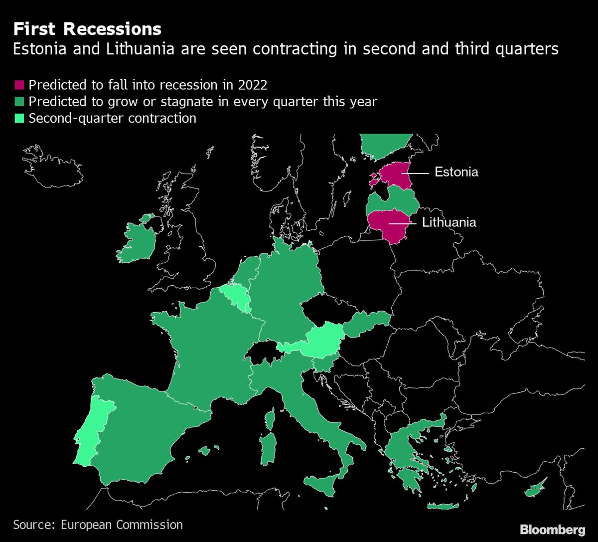 Euro Zone’s Eastern Fringe Probably Already in Recession: Map - Bloomberg