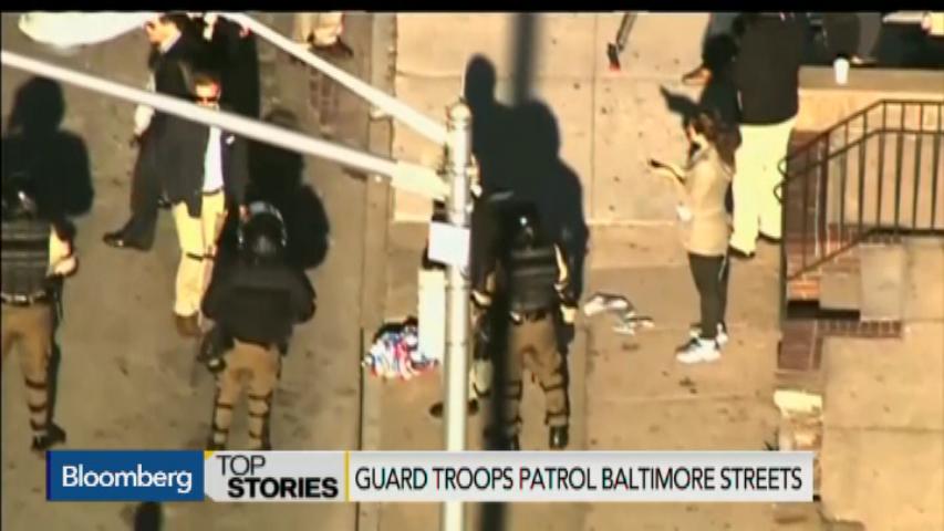 Watch National Guard Troops Patrol Baltimore Streets - Bloomberg