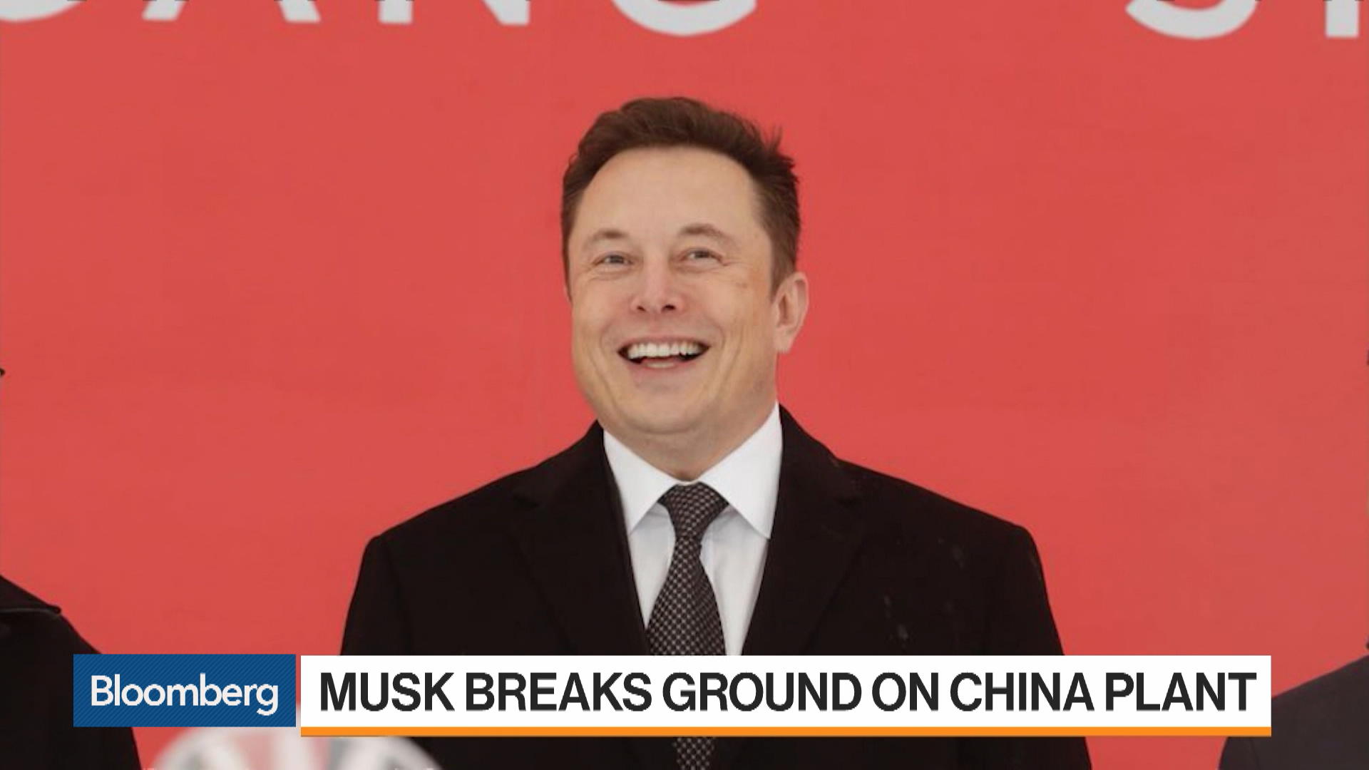Watch Musk Breaks Ground on First Tesla Plant in China - Bloomberg