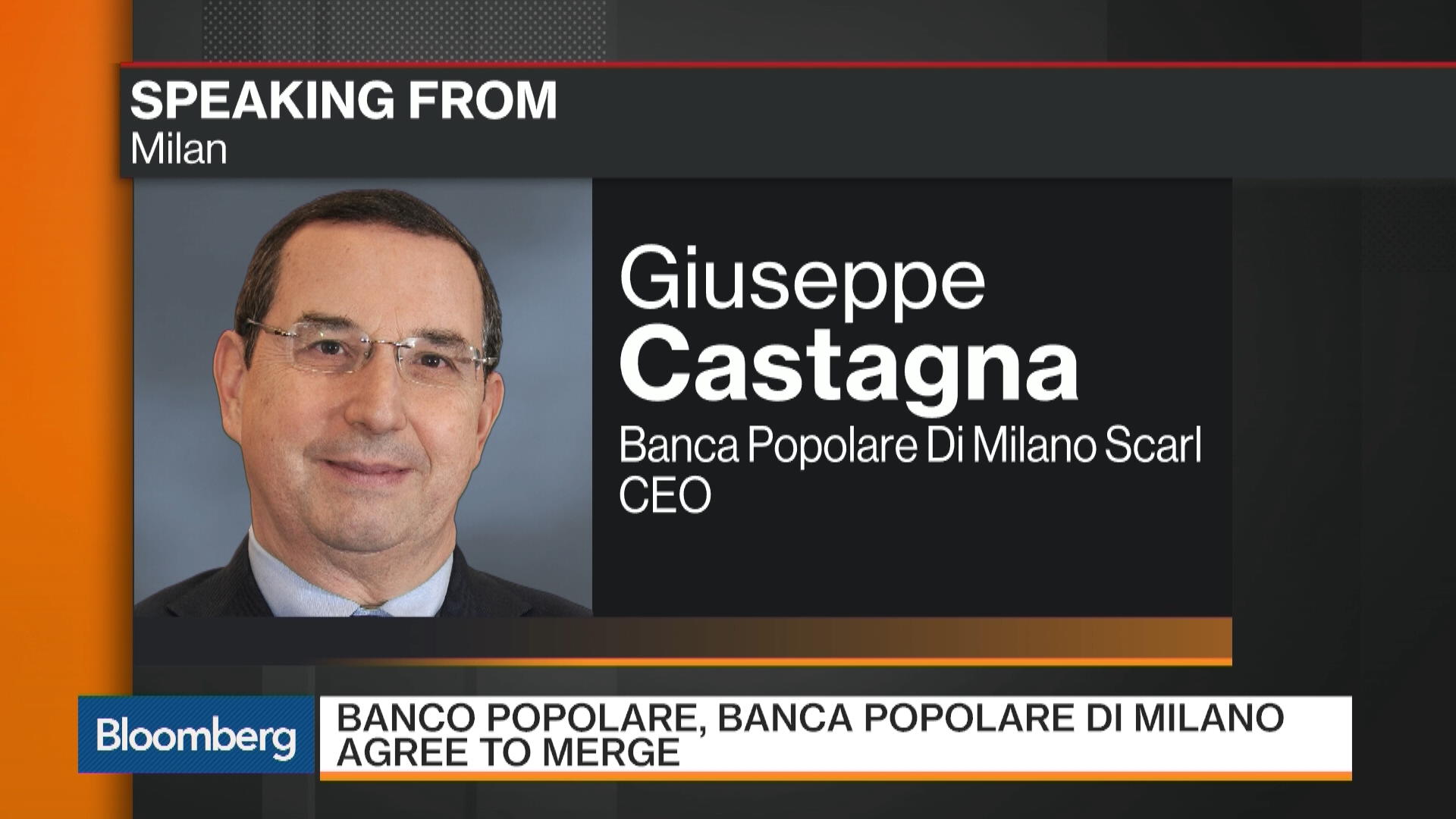 Watch BPM CEO: Satisfied With Outcome of Banco Popolare Merger - Bloomberg