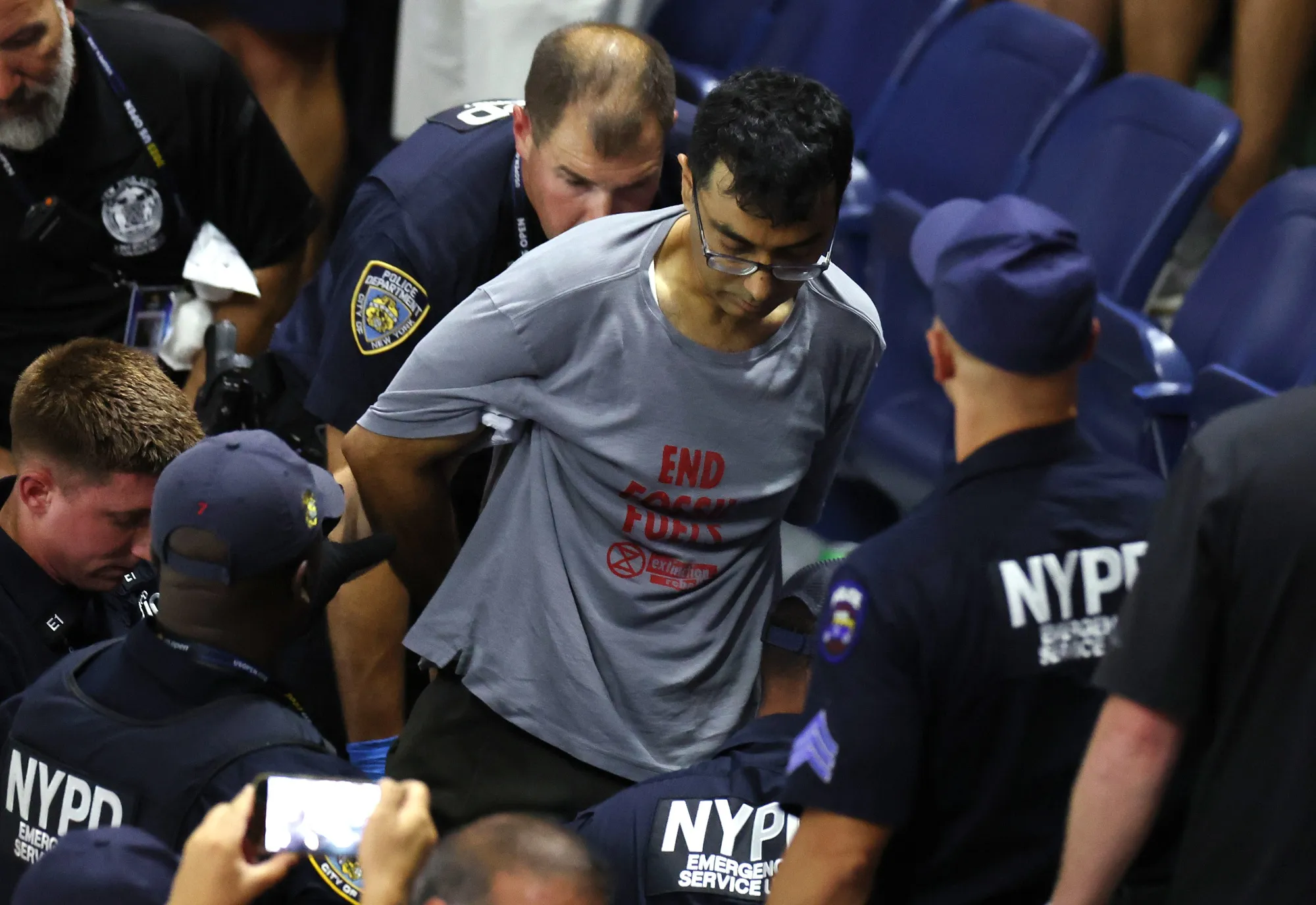 US Open Semifinal Tennis in New York Halted by Climate Change Protest ...