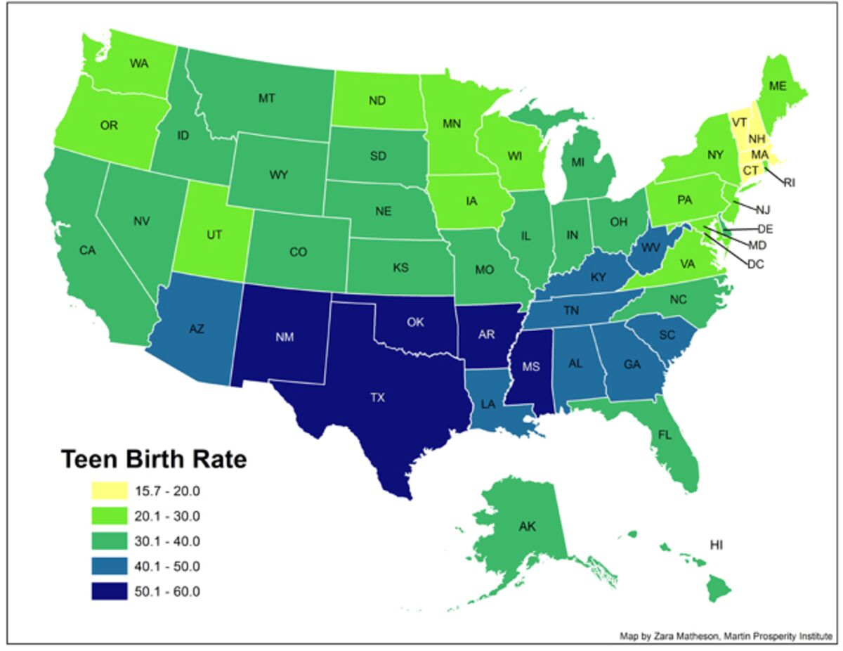 Teen Birth Rates By State