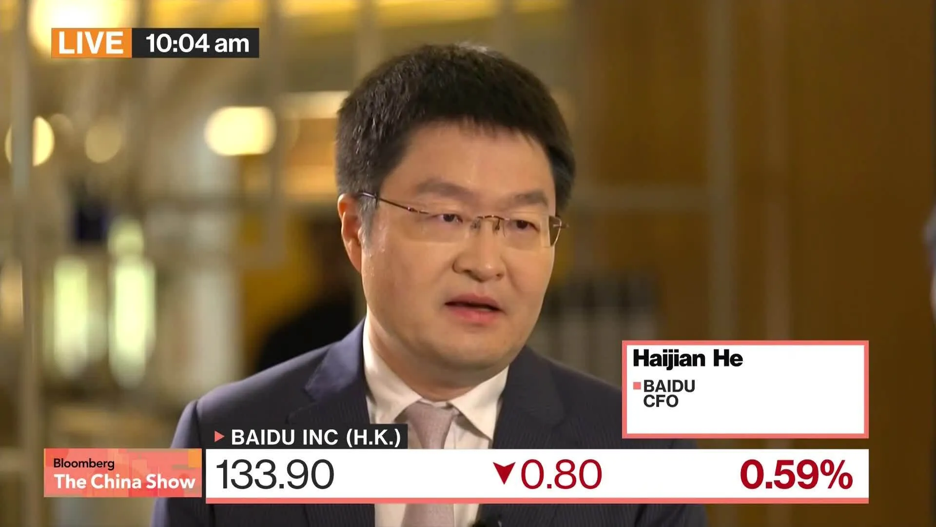 Watch Baidu CFO Haijian He on AI Revenue, Robotaxis - Bloomberg