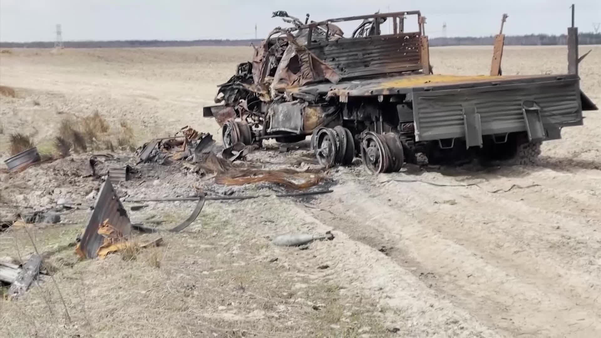Watch Destroyed Military Equipment Dots Area Near Kyiv - Bloomberg