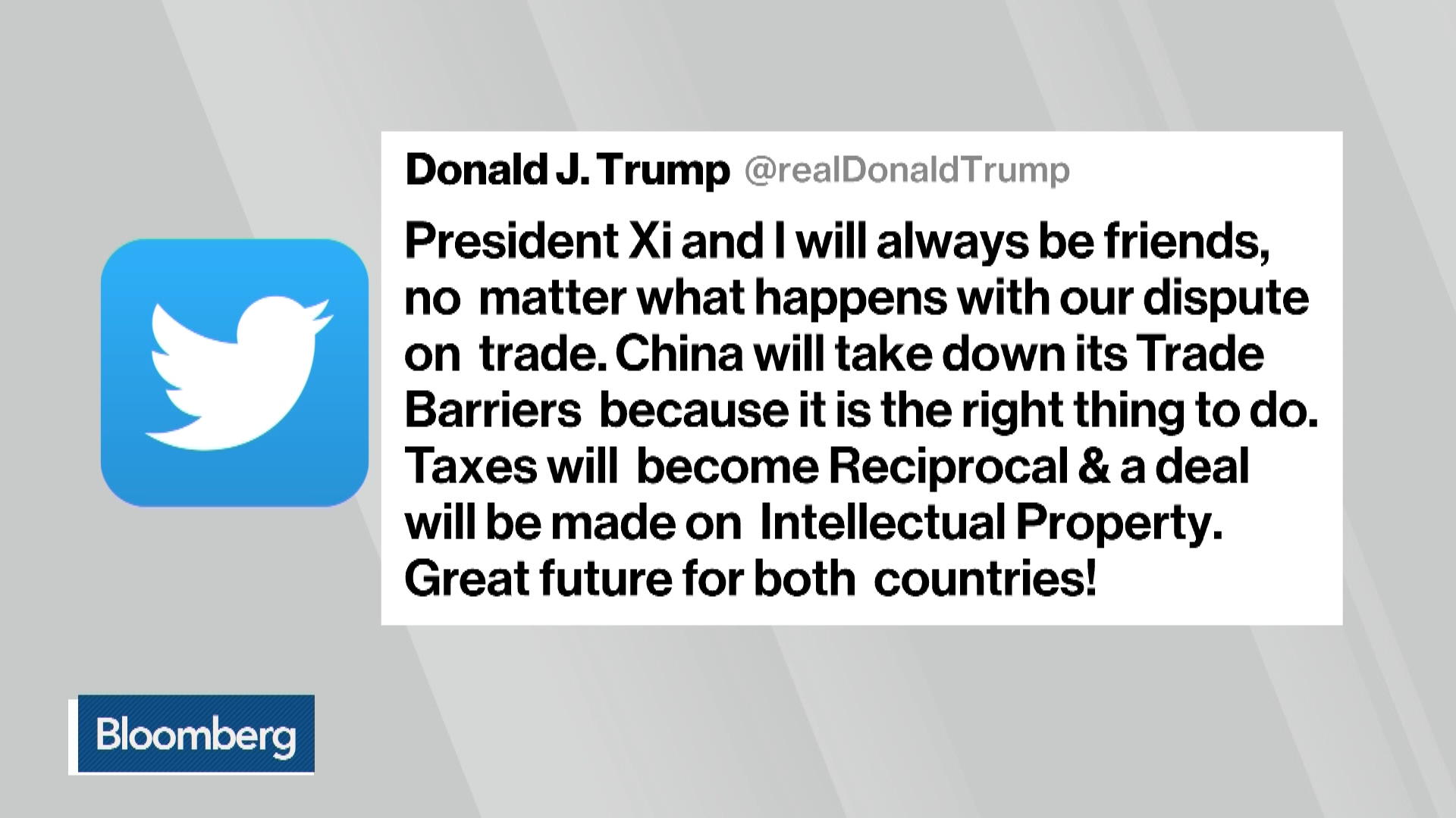 Watch President Trump Sees China Blinking First - Bloomberg