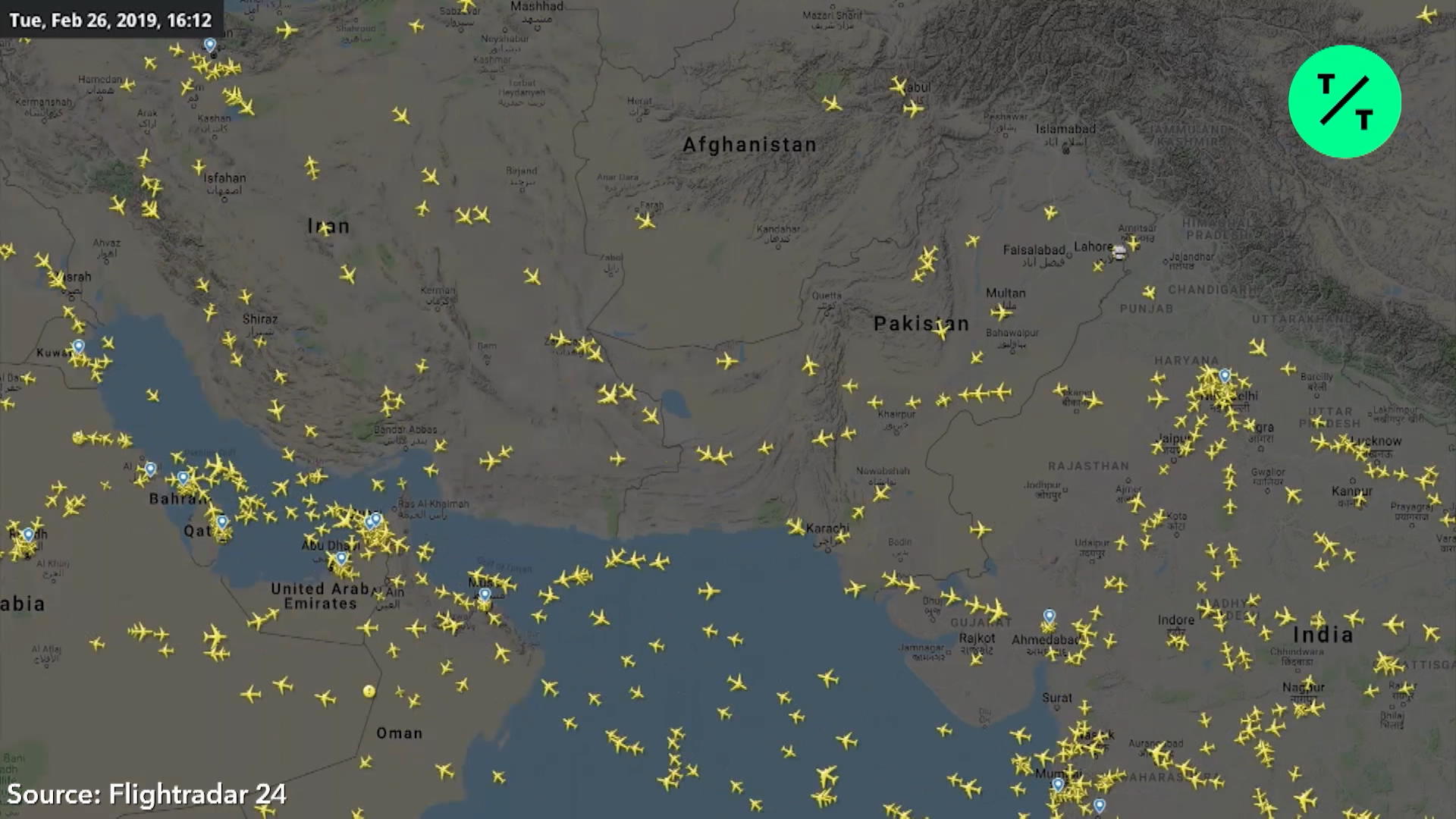 Watch Pakistan's Airspace Shuts: Timelapse - Bloomberg