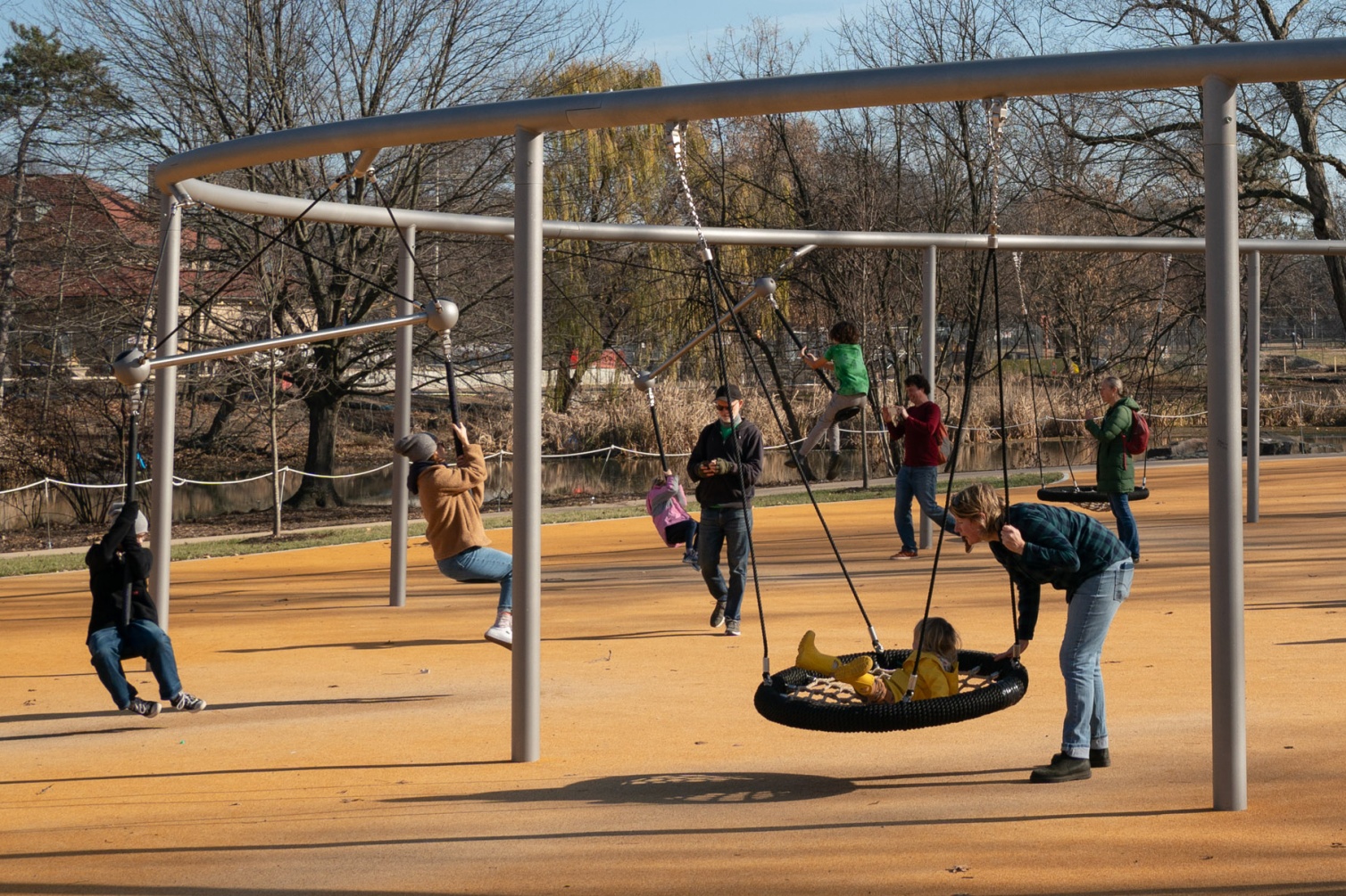 Philadelphia Playground Attracts Teens, Adults, with Largest US Swing Set