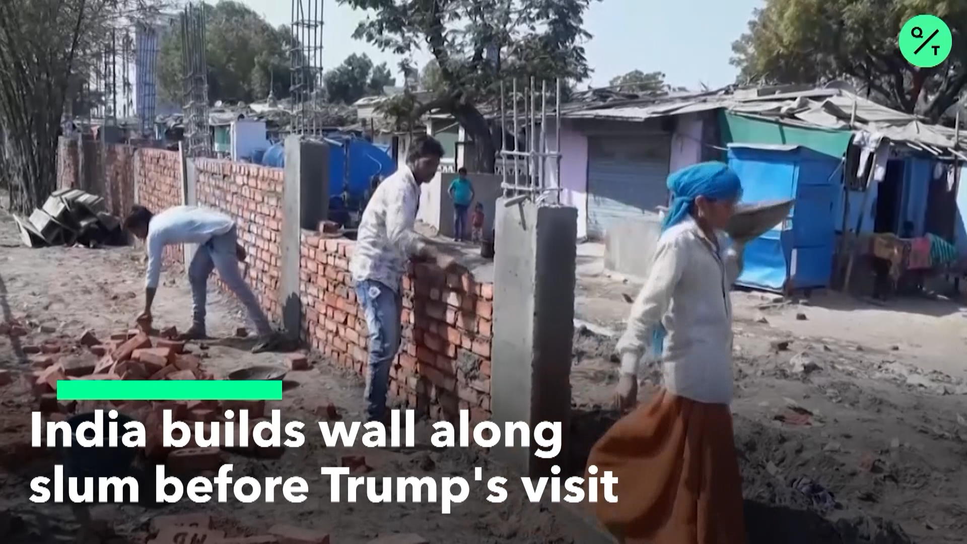 Watch India Builds Wall For Trump's Visit - Bloomberg