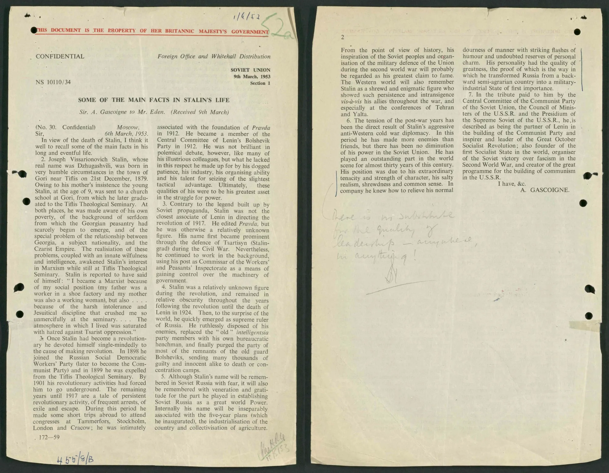National Archives: Stalin Had ‘Quality of Greatness,’ Said British ...
