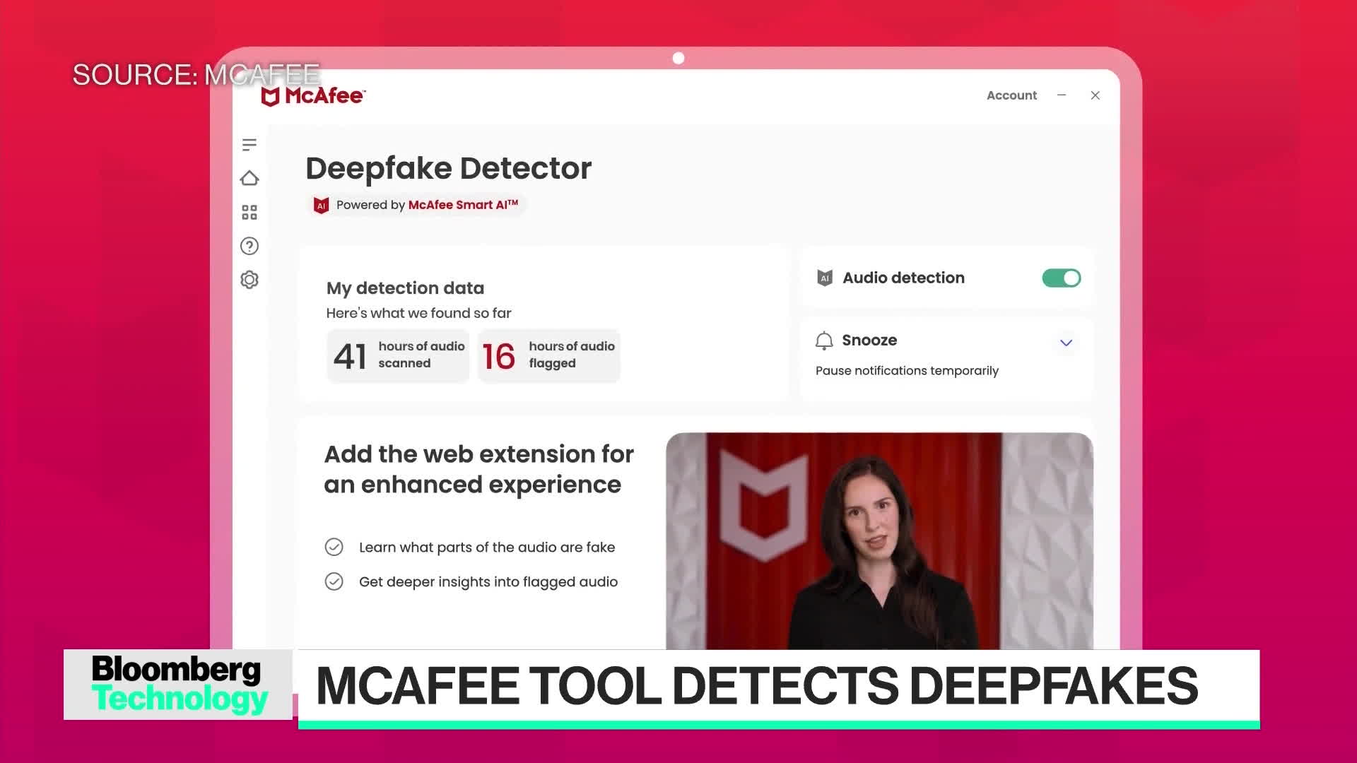 Watch McAfee Launches AI-Powered Deepfake Detector - Bloomberg