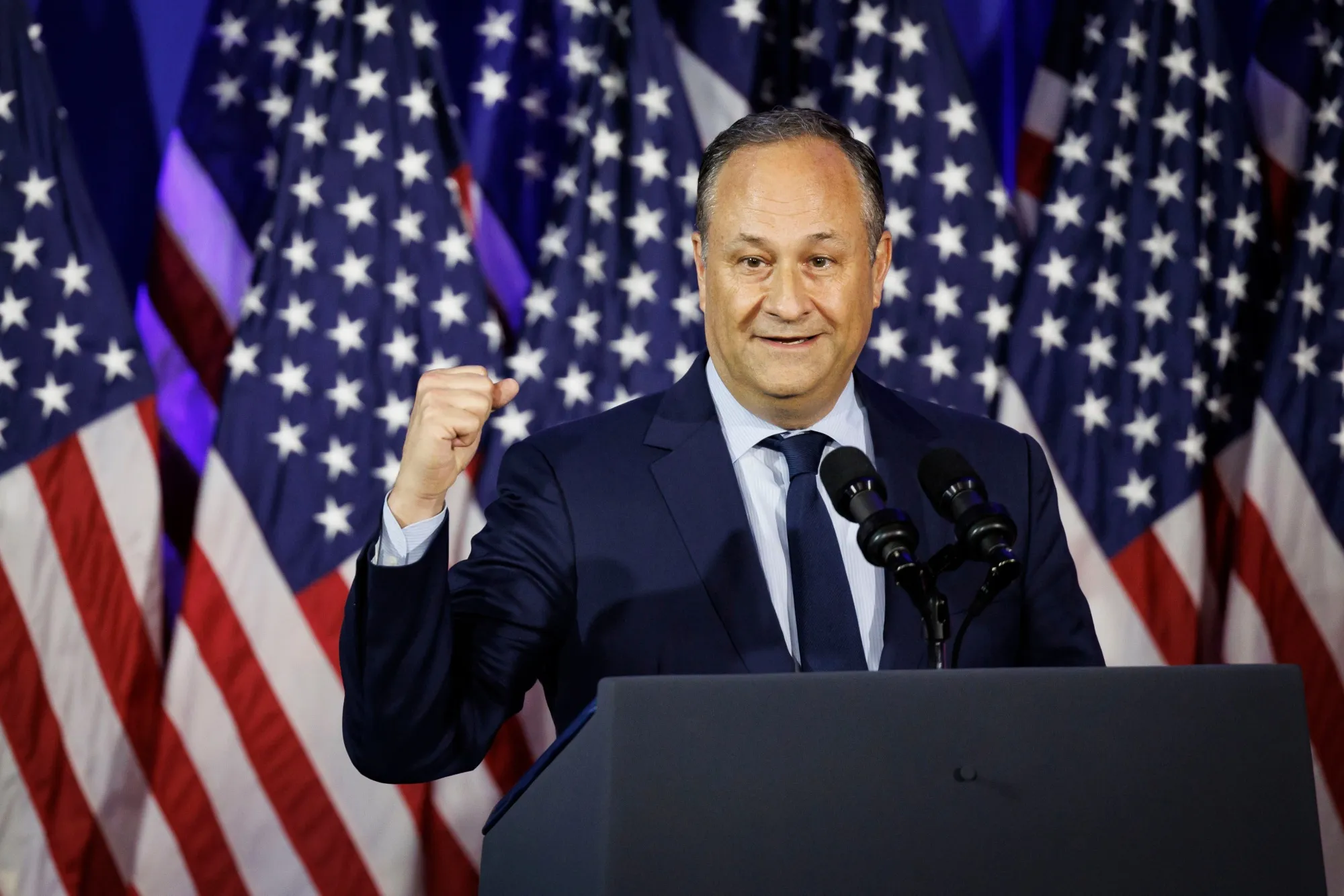 Doug Emhoff at Camp Pledges to Fight Antisemitism as 2024 Nears - Bloomberg