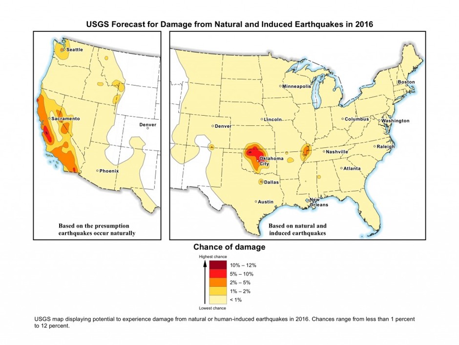 USGS Maps Human-Induced Earthquake Hazards For First Time - Bloomberg