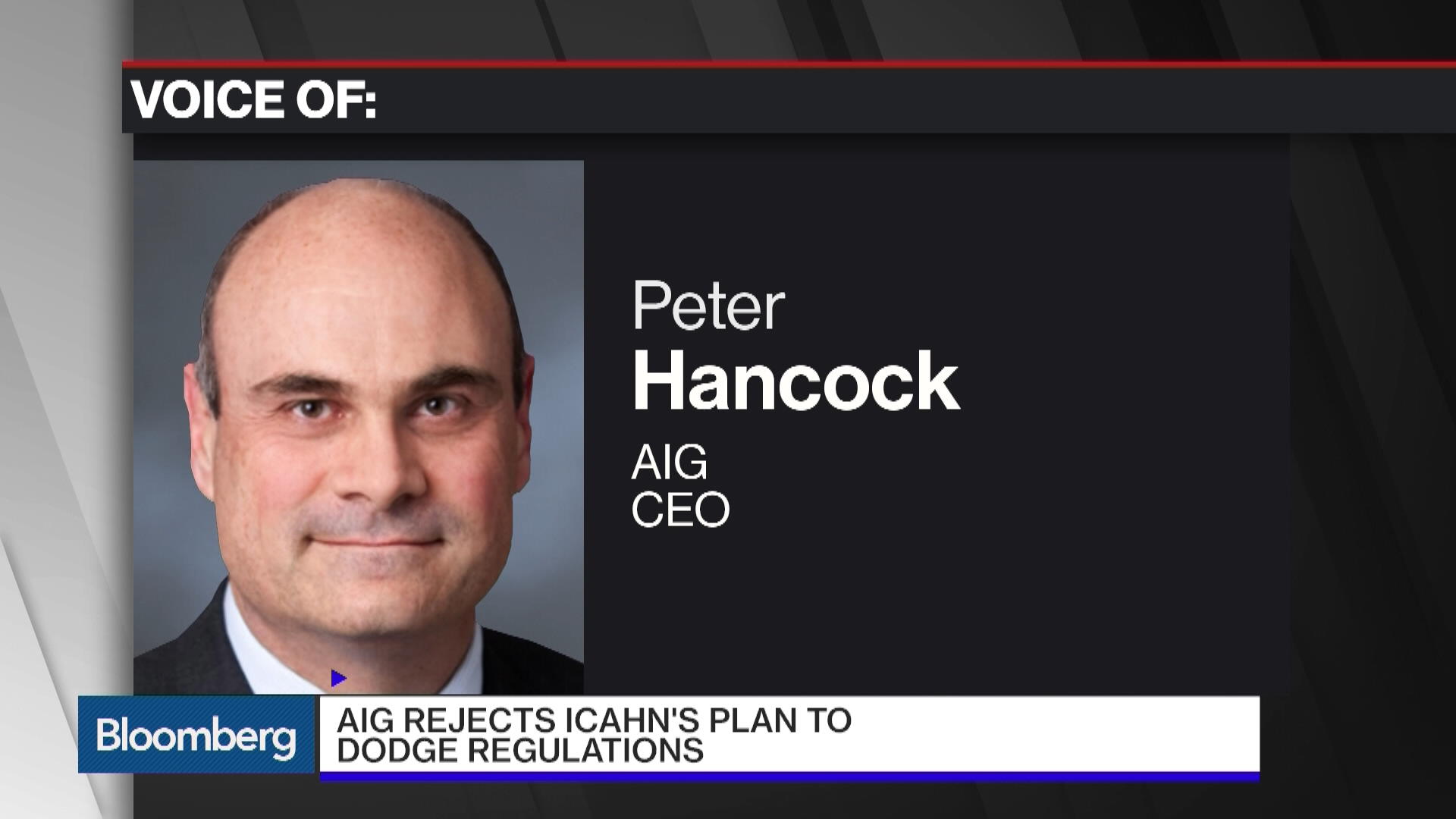 Watch AIG CEO Peter Hancock Dismisses Icahn Split Proposal - Bloomberg