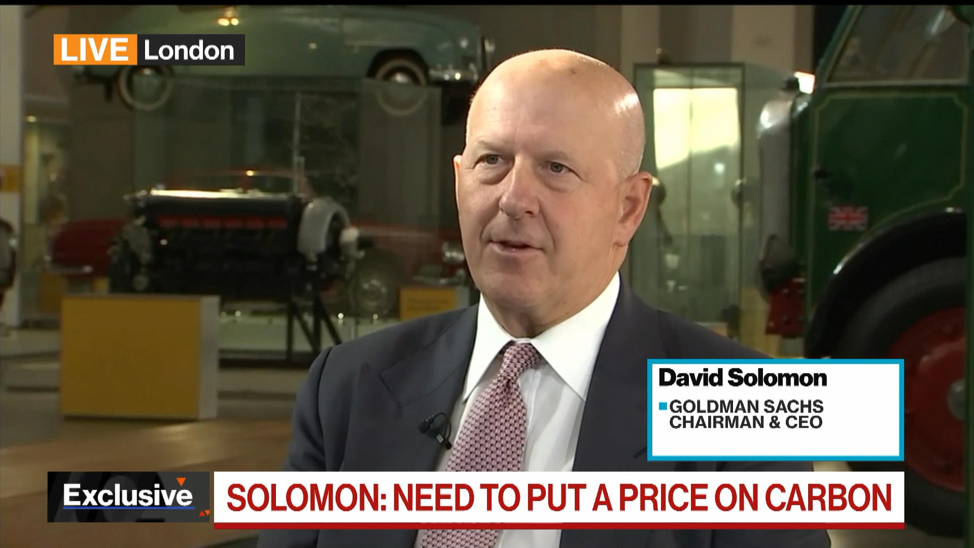 Watch Goldman CEO Solomon Says a Price Must Be Put on Carbon - Bloomberg