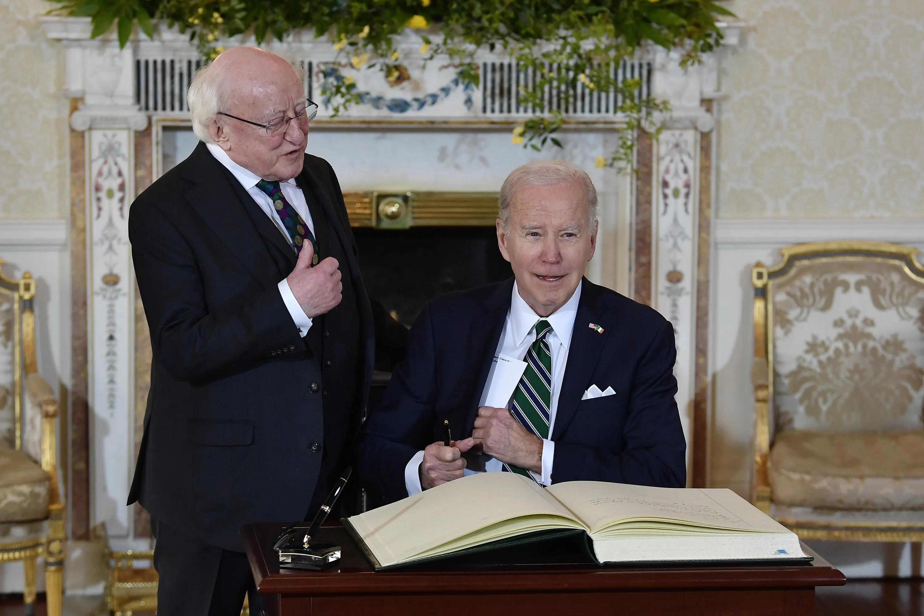 Biden Greeted by Irish President as Day of Ceremony in Dublin Begins ...
