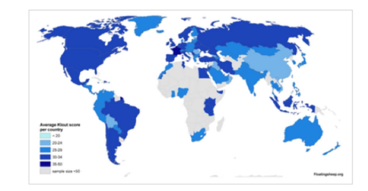 Map of the Day: The Geography of Klout - Bloomberg