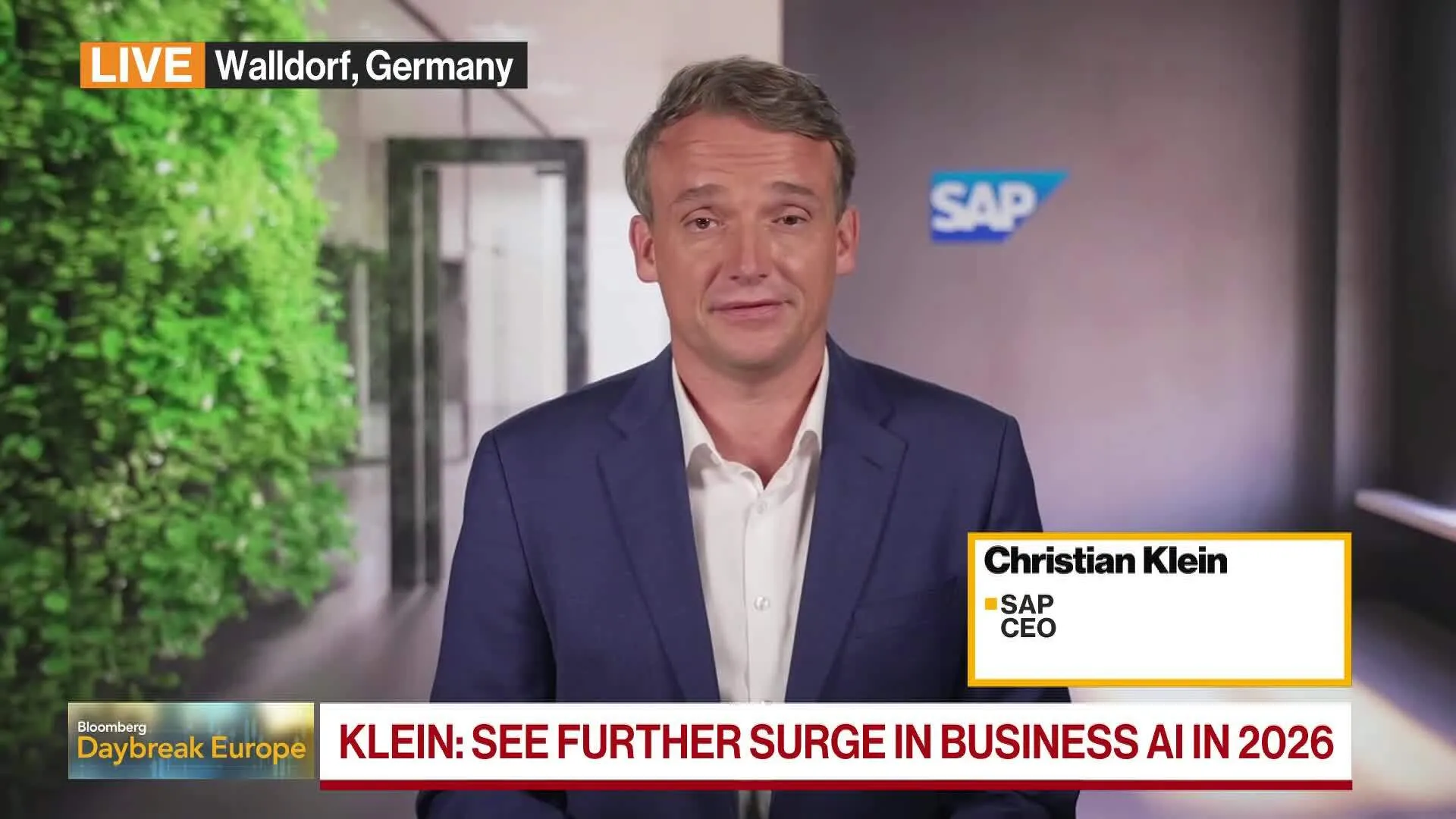 Watch SAP CEO on Earnings, Trade, AI Demand - Bloomberg